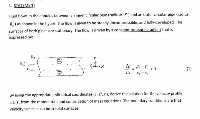 Solved Fluid flows in the annulus between an inner circular | Chegg.com