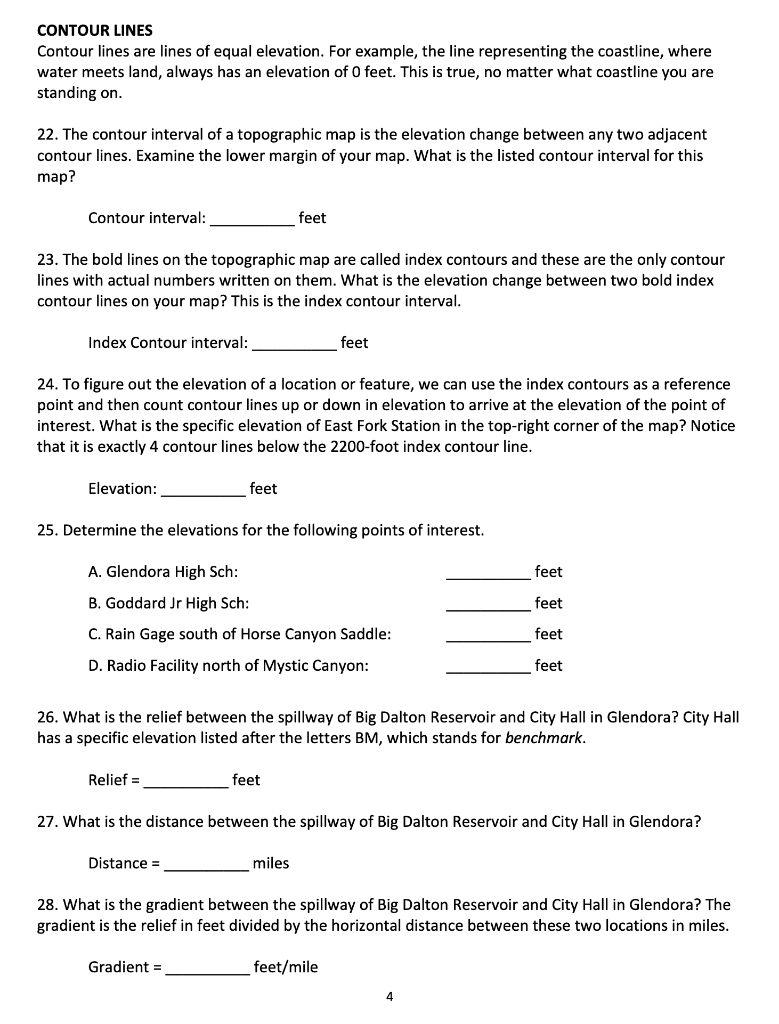 CONTOUR LINES Contour lines are lines of equal | Chegg.com
