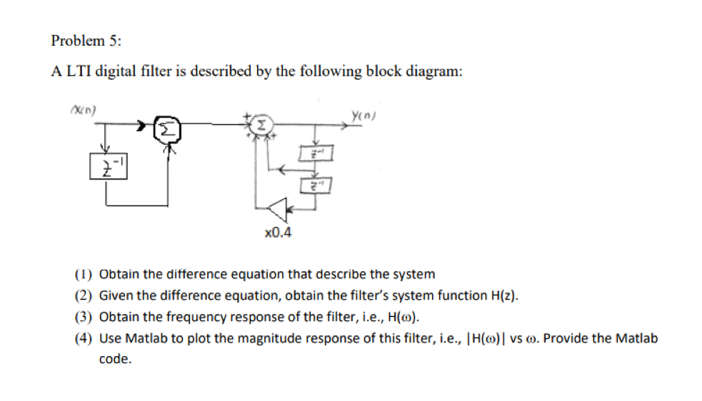 Solved Requires Matlab Skill For Problem 5 Solve All Parts 