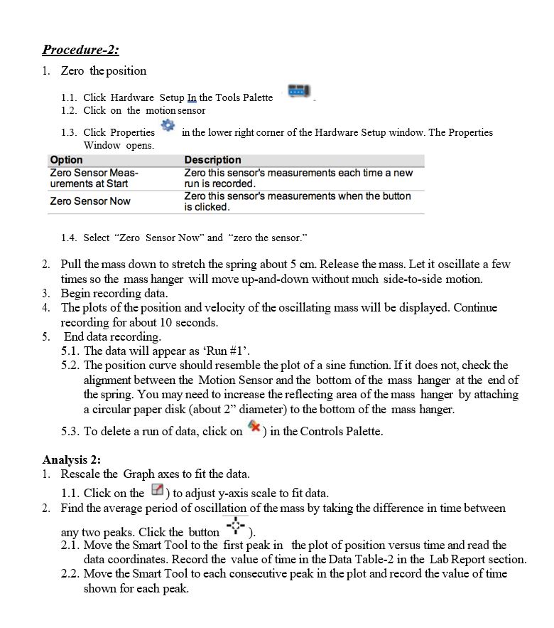 Solved Equipment: Force Sensor Motion Sensor Spring Simple | Chegg.com