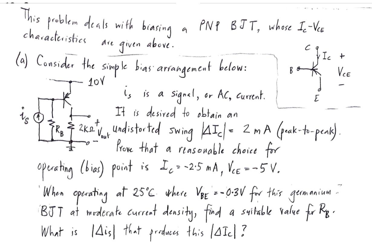 Solved This problem deals with biasing a PNP BJT, whose | Chegg.com