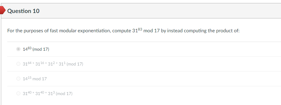 Solved For the purposes of fast modular exponentiation, | Chegg.com