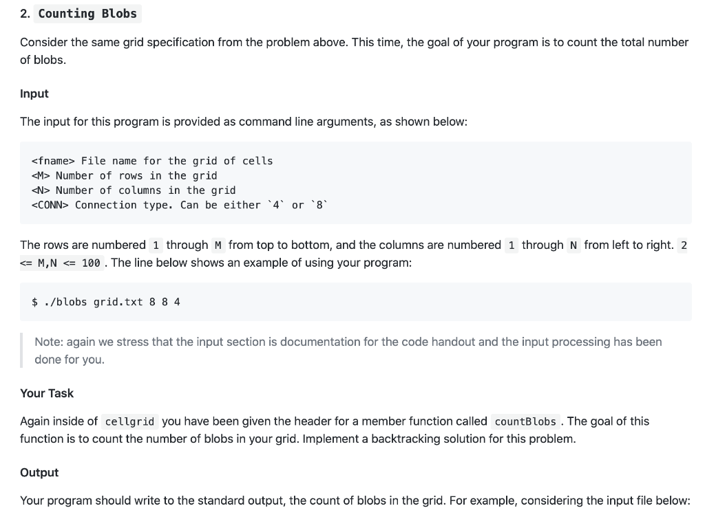 Solved 2. Counting Blobs Consider the same grid | Chegg.com