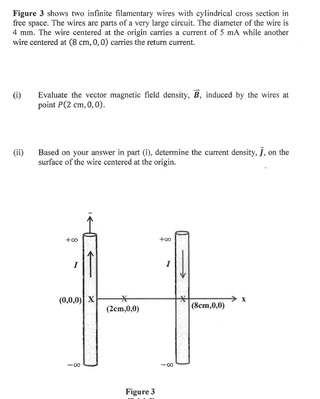 Solved Figure 3 shows two infinite filamentary wires with | Chegg.com