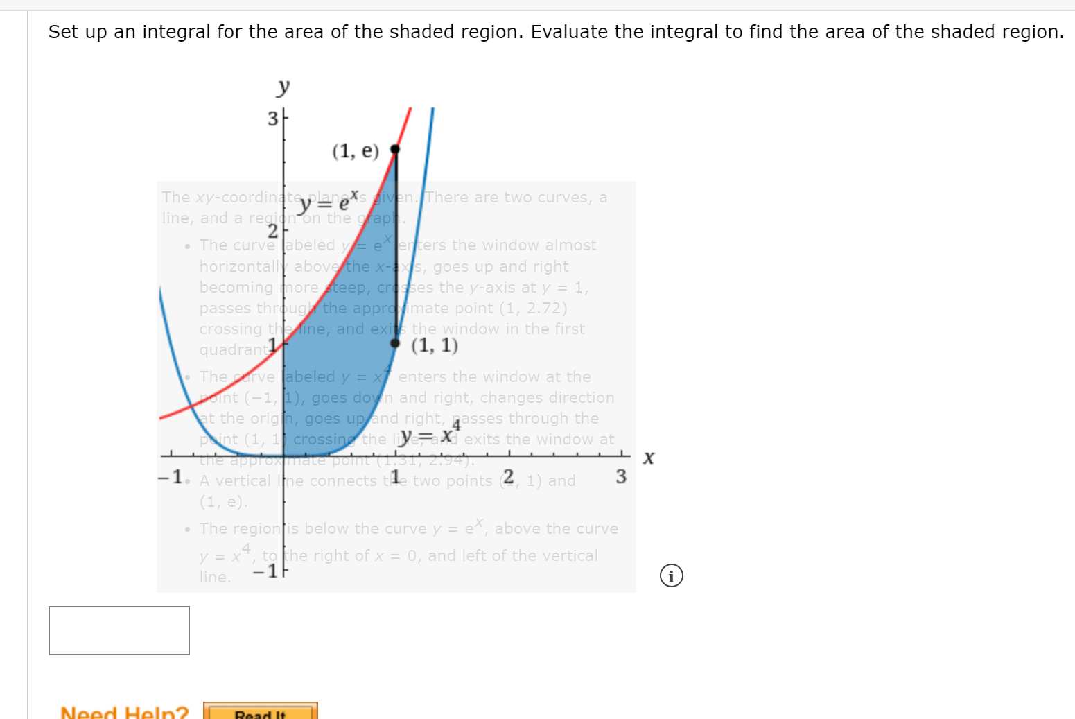 Solved Set up an integral for the area of the shaded region. | Chegg.com