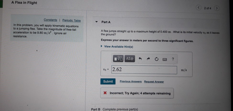Solved A Flea in Flight 2 of 4 Constants | Periodic Table | Chegg.com
