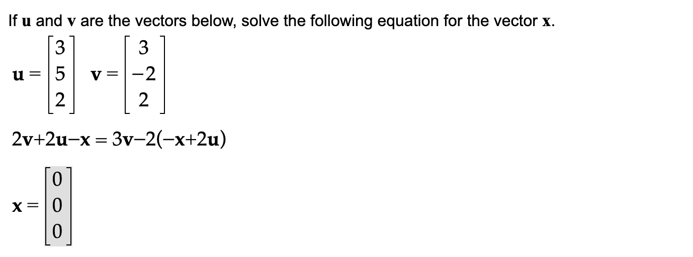 Solved If u and v are the vectors below, solve the following | Chegg.com