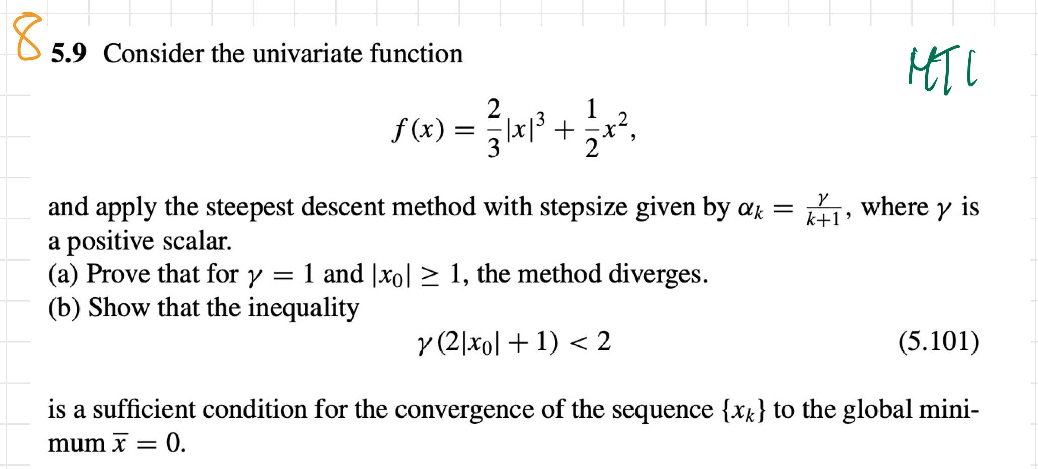Solved 85.9 Consider the univariate function f(x) = {\x! | Chegg.com