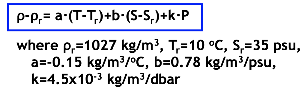 Solved Use the linear equation of state of seawater to | Chegg.com