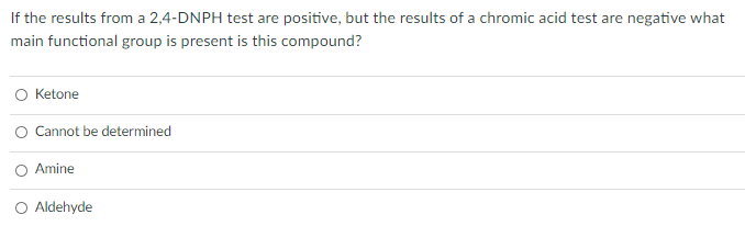 Solved If the results from a 2,4-DNPH test are positive, but | Chegg.com