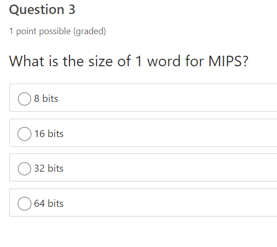Solved Question 3 1 point possible (graded) What is the size | Chegg.com