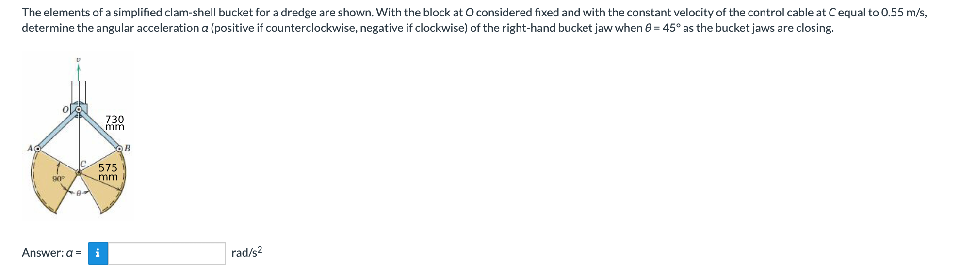 Solved The elements of a simplified clam-shell bucket for a | Chegg.com