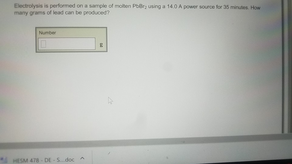 Solved Electrolysis is performed on a sample of molten PbBr2 | Chegg.com