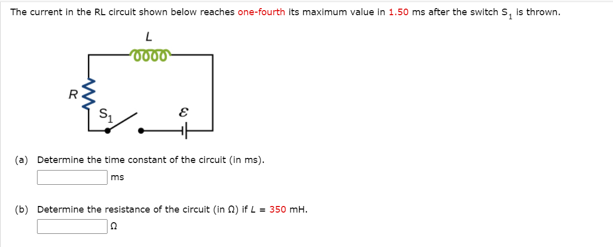 Solved The current in the RL circuit shown below reaches | Chegg.com
