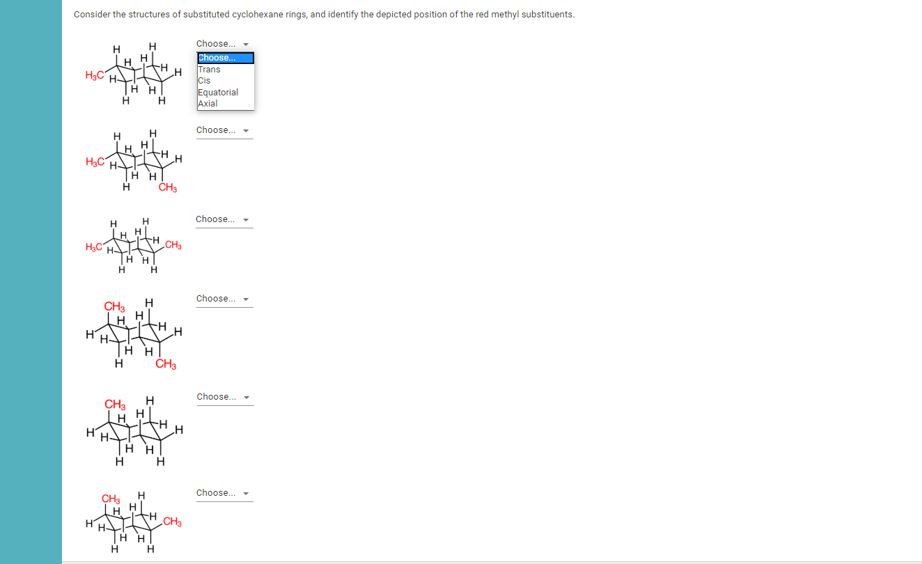 Consider the structures of substituted cyclohexane | Chegg.com
