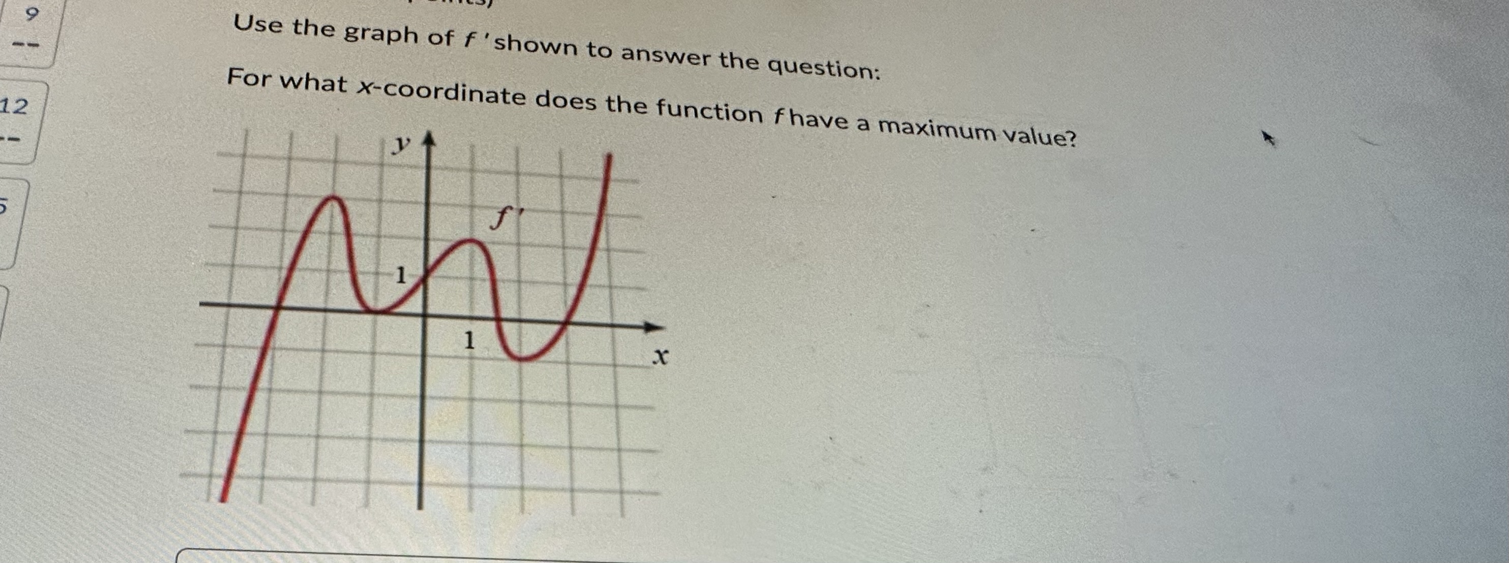 Solved Use the graph of f' ﻿shown to answer the question:For | Chegg.com