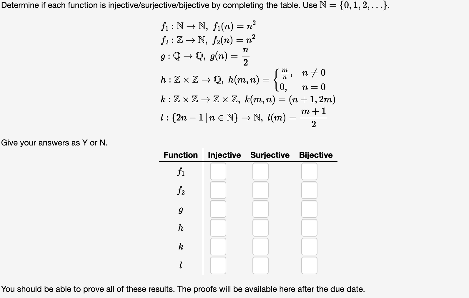 Solved Determine if each function is | Chegg.com
