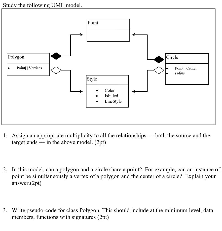 Solved Study the following UML model. 1. Assign an | Chegg.com