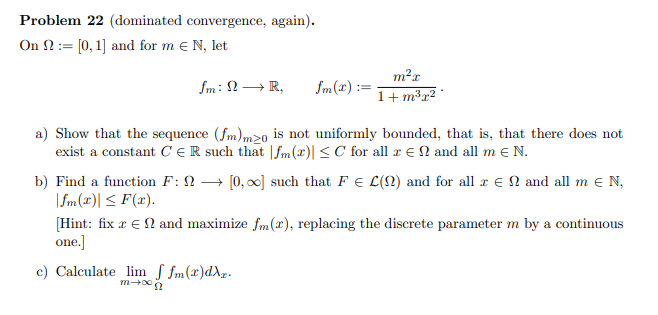 Solved Problem 22 (dominated convergence, again). On | Chegg.com