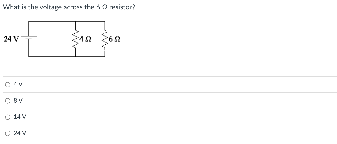 Solved What is the voltage across the 6Ω resistor? 4 V 8 V | Chegg.com