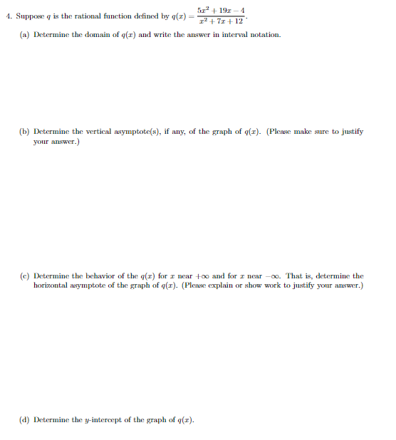 Solved Suppose q is the rational function defined by | Chegg.com