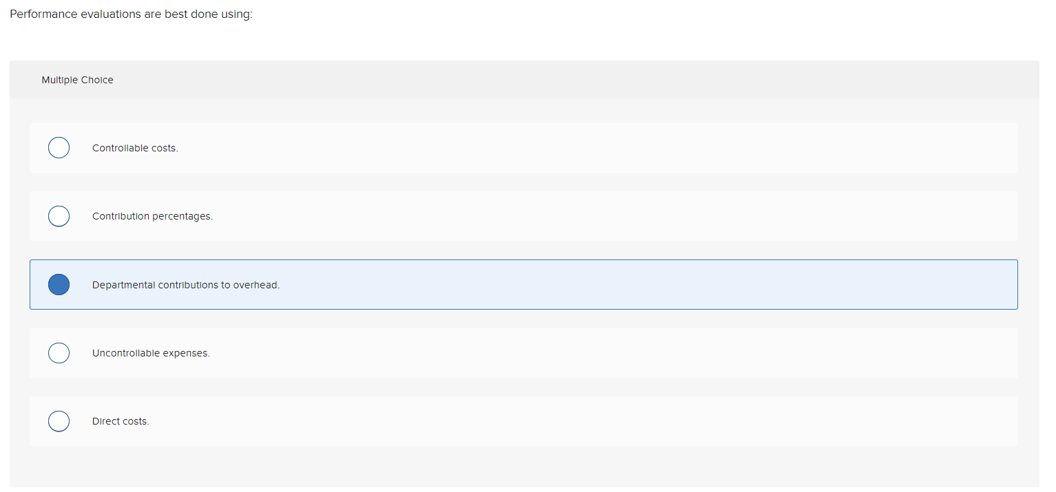 Solved Performance evaluations are best done using: Multiple | Chegg.com