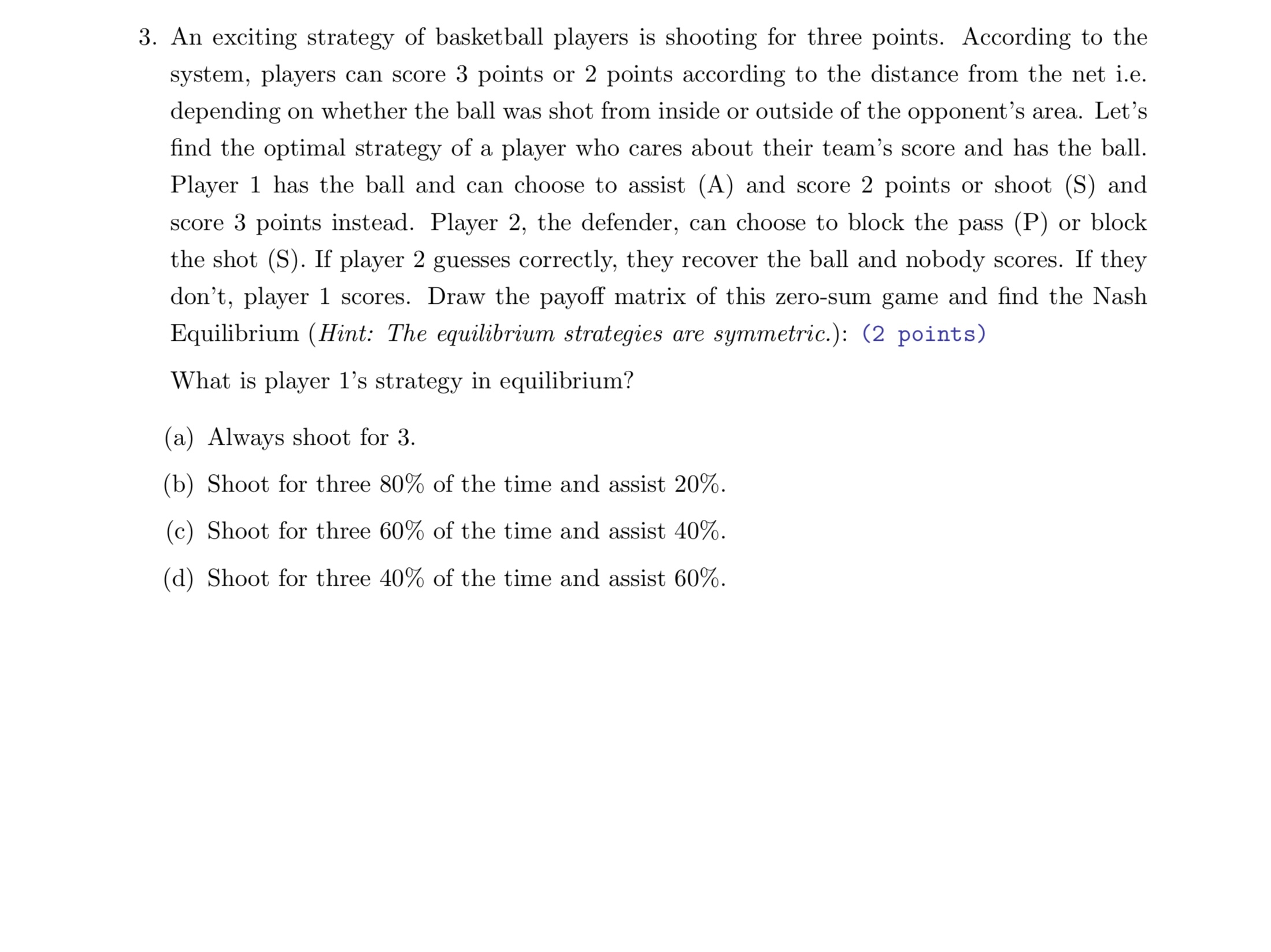 Solved An ﻿exciting strategy of ﻿basketball players is | Chegg.com