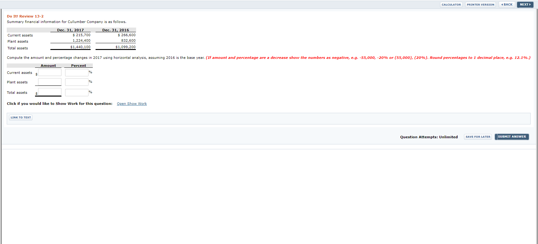 Solved CALCULATOR PRINTER VERSION BACK NEXT Do It! Review | Chegg.com