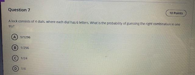 Solved Question 7 10 Points A lock consists of 4 dials, | Chegg.com