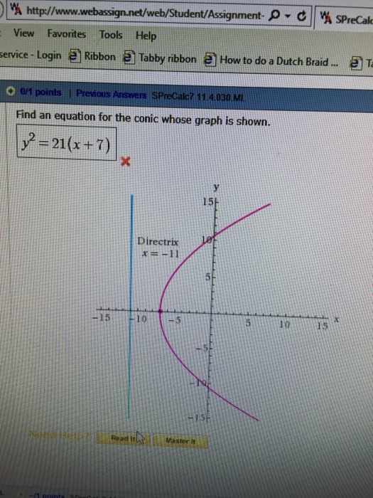 Solved Find an equation for the conic whose graph is shown. | Chegg.com