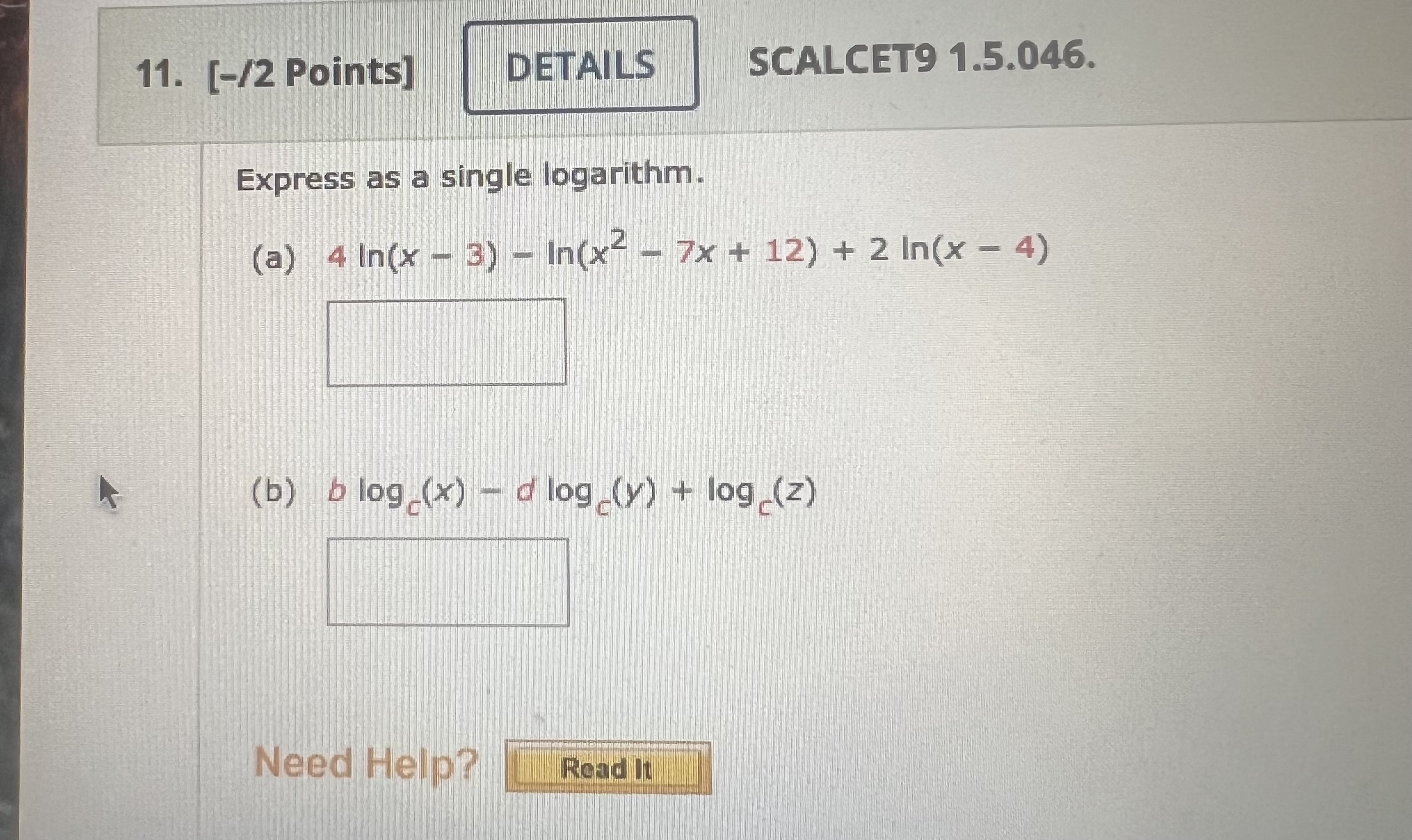 Solved Express as a single logarithm. (a) | Chegg.com