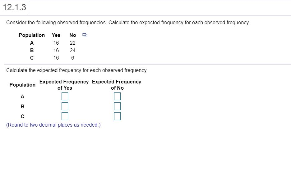 Solved 12.1.3 Consider the following observed frequencies. | Chegg.com