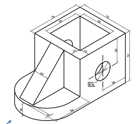 Solved Draw Third Angle Orthographic Projection including | Chegg.com