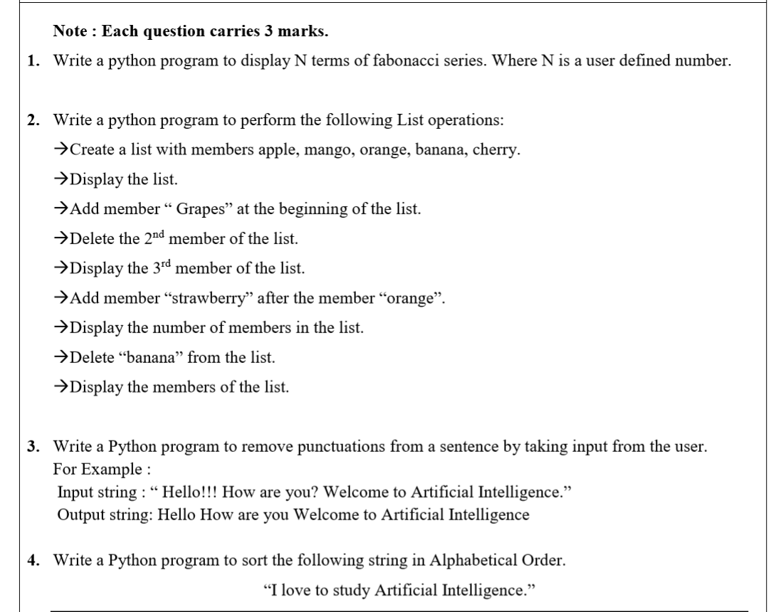 Solved Note : Each question carries 3 marks. 1. Write a | Chegg.com