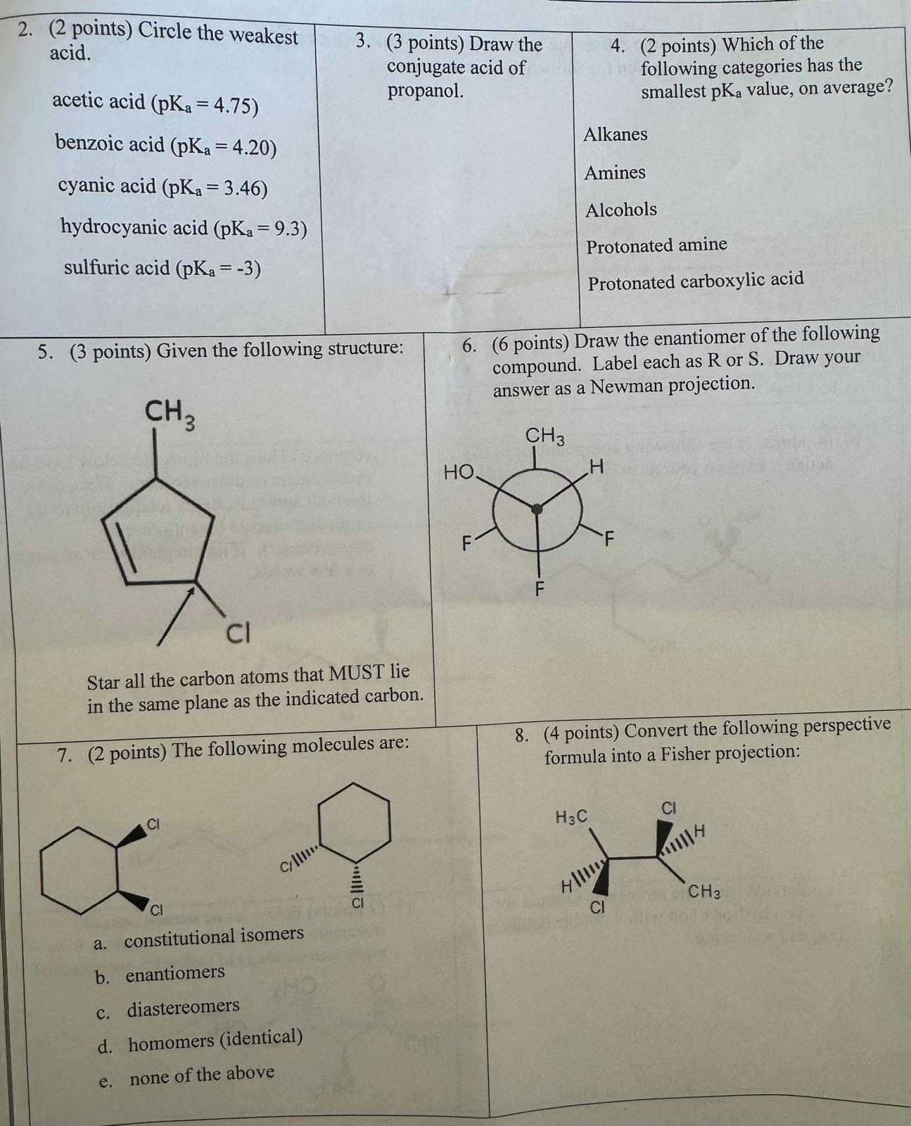 Solved (2 ﻿points) ﻿Circle the weakest acid.acetic acid | Chegg.com