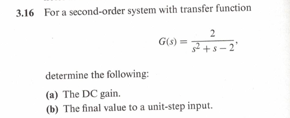 Solved 3.16 For a second-order system with transfer function | Chegg.com