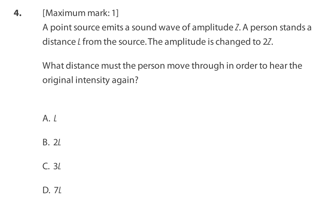 Solved [Maximum mark: 1]A point source emits a sound wave of | Chegg.com