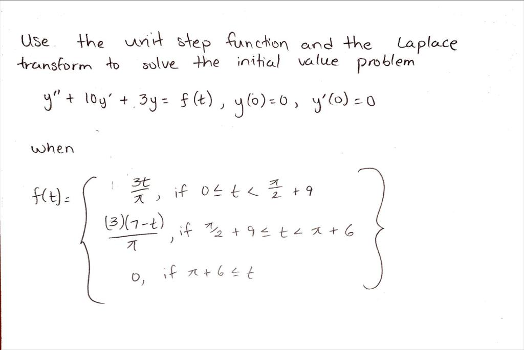 Solved Use. the unit step function and the Laplace transform | Chegg.com
