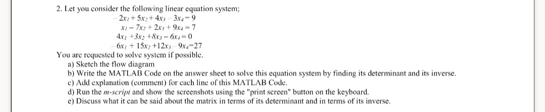Solved 2. Let you consider the following linear equation | Chegg.com