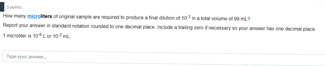 Solved 5 points How many microliters of original sample are | Chegg.com
