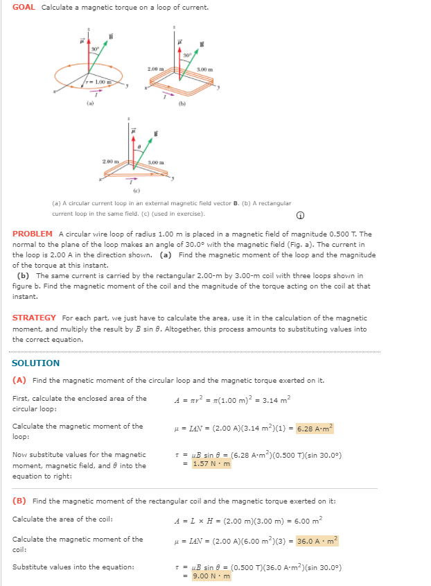 Solved GOAL Calculate a magnetic torque on a loop of | Chegg.com
