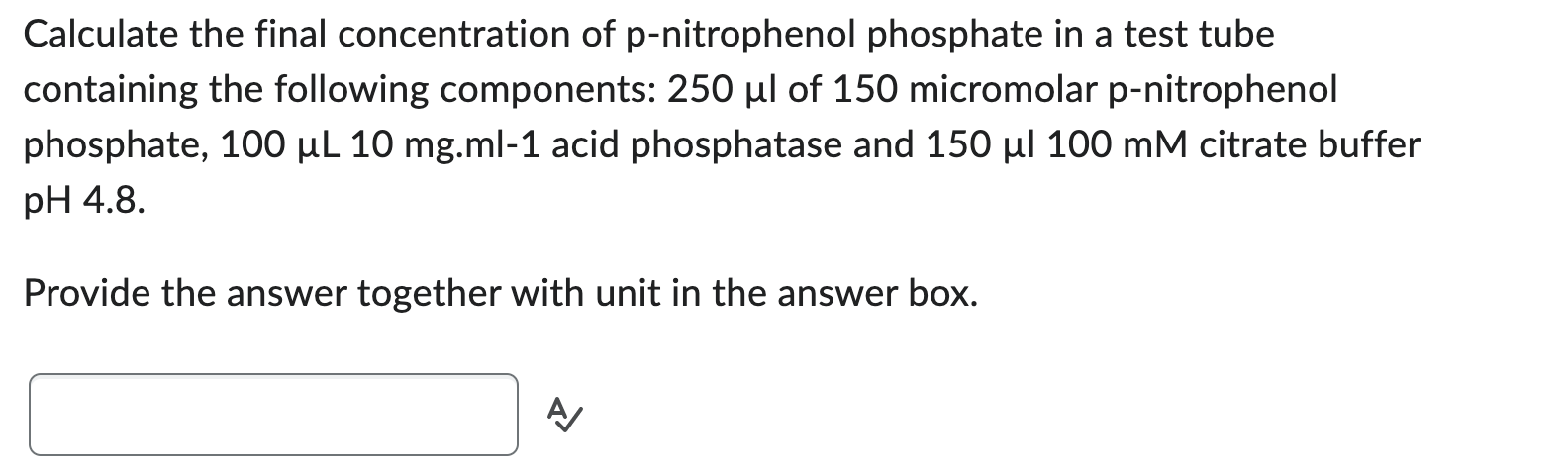 Solved Calculate the final concentration of p-nitrophenol | Chegg.com
