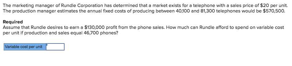 Solved The marketing manager of Rundle Corporation has | Chegg.com
