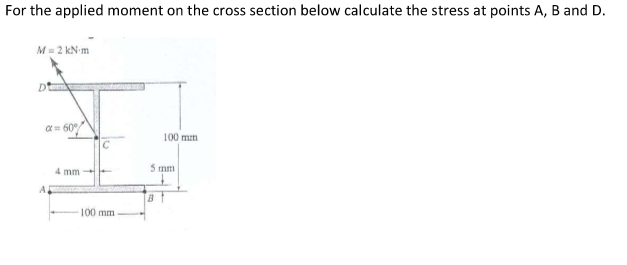 Solved For the applied moment on the cross section below | Chegg.com