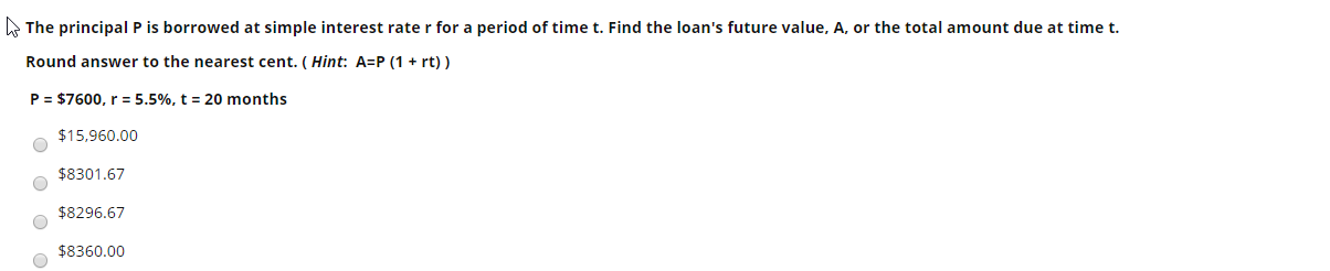 Solved The principal P is borrowed at simple interest rate r | Chegg.com