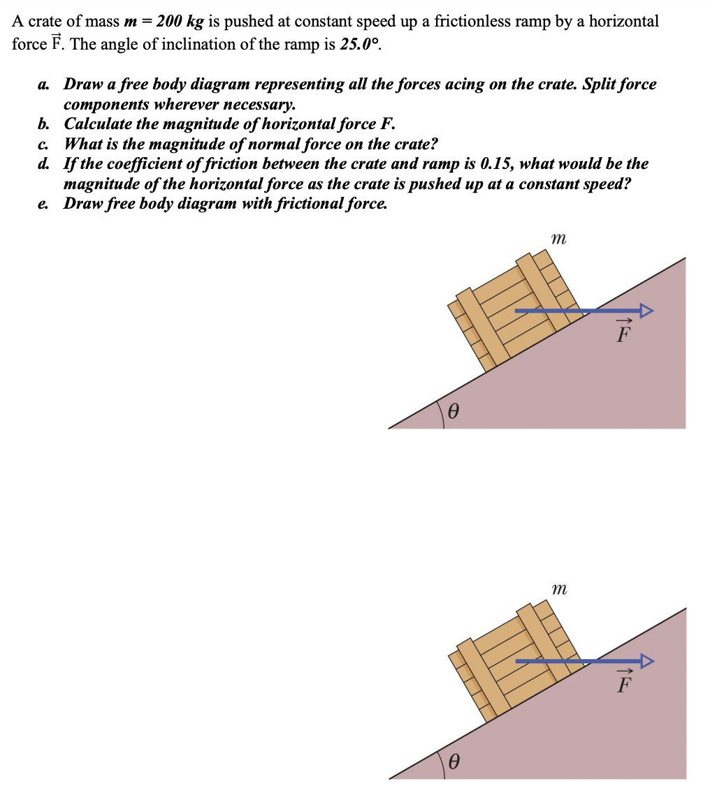 Solved A crate of mass m=200kg is pushed at constant speed | Chegg.com