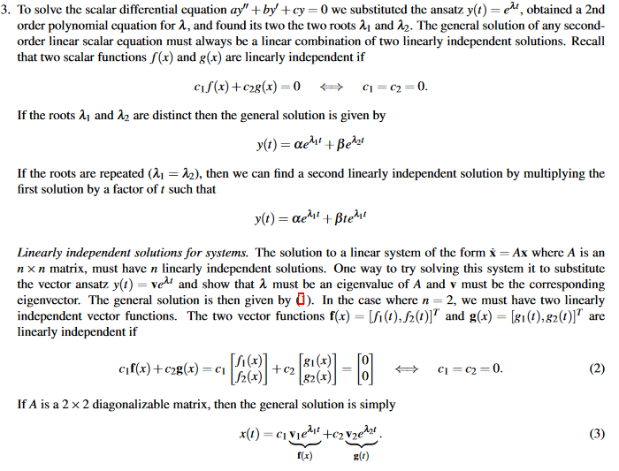 3. To solve the scalar differential equation ay" + by | Chegg.com
