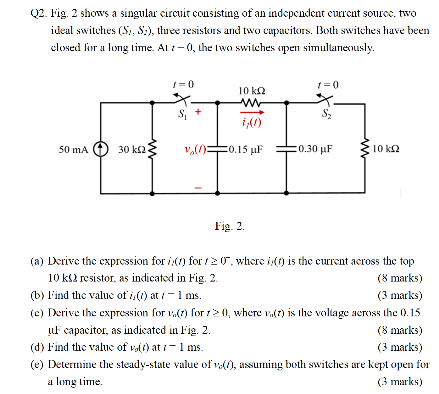 Solved Q2. ﻿Fig. 2 ﻿shows a singular circuit consisting of | Chegg.com