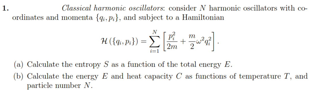 Solved 1. Classical harmonic oscillators: consider N | Chegg.com