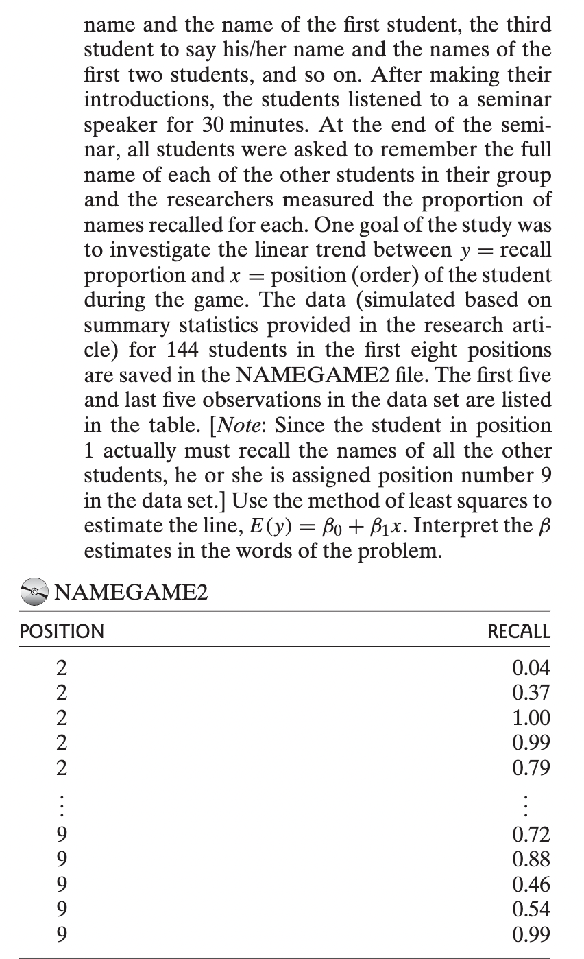 3.15 Recalling names of students. The Journal of | Chegg.com